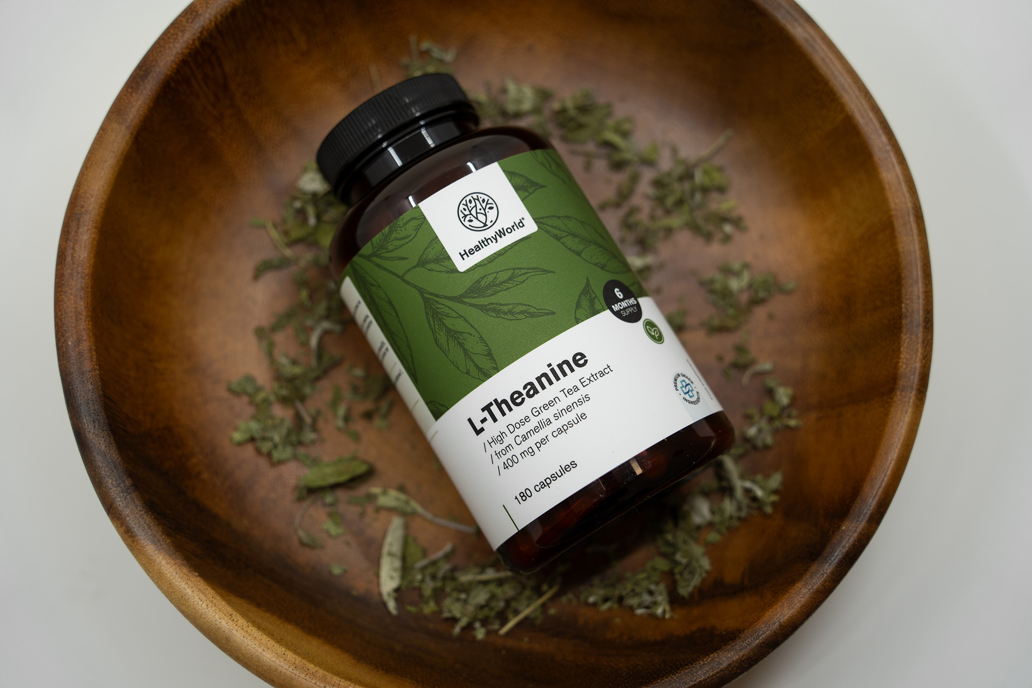 L-teanina 400 mg, 180 cápsulas - Healthy-World.es