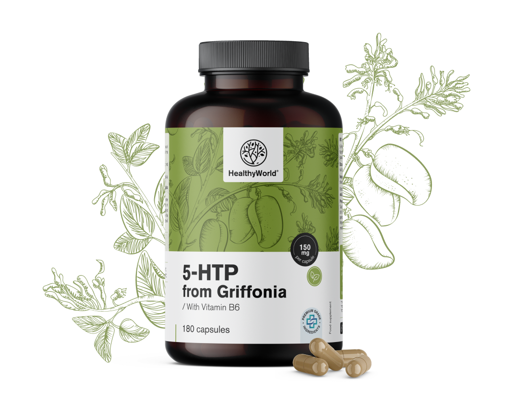 5-HTP 150 mg - Griffonia Simplicifolia, 180 cápsulas - Healthy-World.es